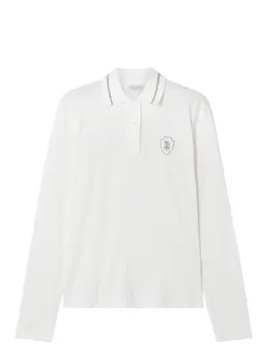 Brunello Cucinelli Printed Cotton-jersey Polo Shirt - White