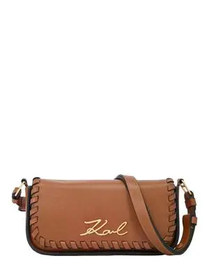 Karl Lagerfeld Signature Crossbody Bag - Brown