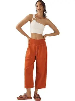 PILCRO The Reese Linen Blend Barrel Pants Red