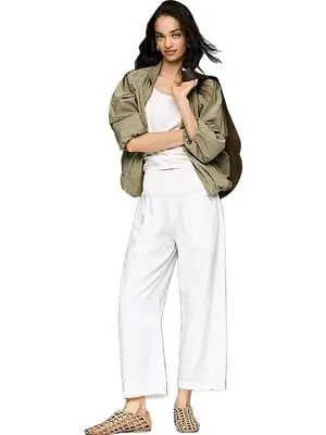 PILCRO The Reese Linen Blend Barrel Pants - Vanilla