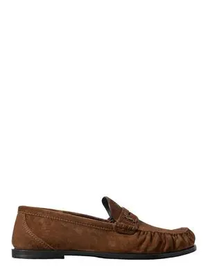 Saint Laurent Logo-embellished Suede Penny Loafers - Brown