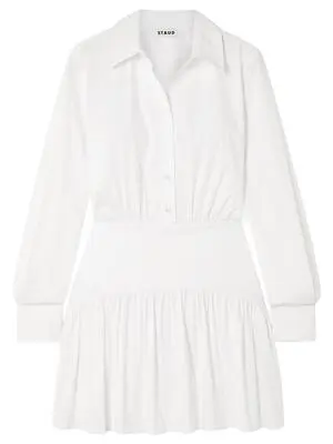 Staud Rocco Mini Shirt Dress - White
