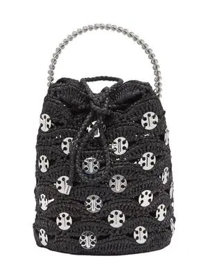 Rabanne Raffia Bucket Bag - Black&silver