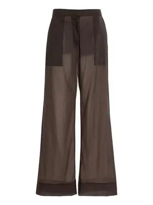 ST. AGNI Silk-Blend Organza Wide-Leg Pants Olive