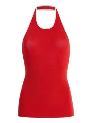 ST. AGNI Fine Line Tencel Halter Top - Red