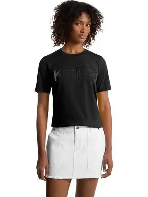 Michael Kors Sequined Logo Cotton T-shirt - Black
