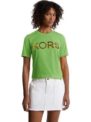 Michael Kors Michael Kors Sequined Logo T-Shirt Green