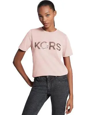 Michael Kors Sequined Logo T-shirt - Pink