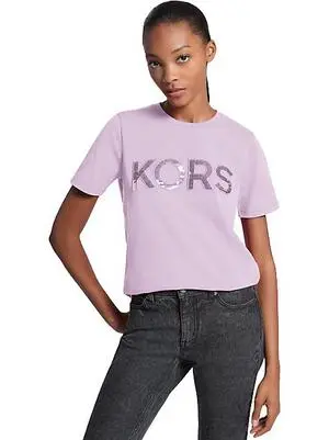 Michael Kors Michael Kors Sequined Logo T-Shirt Purple