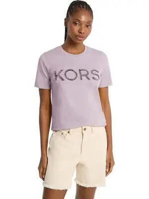 Michael Kors Sequined Logo Cotton T-shirt - Purple