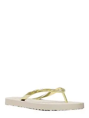 Michael Kors Signature Logo Flip Flops - Natural