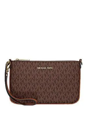 Michael Kors Jet Set Small Signature Logo Convertible Wristlet - Brown