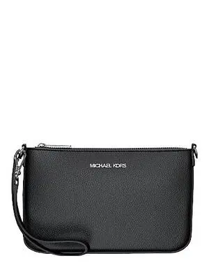 Michael Kors Jet Set Small Pebbled Leather Convertible Wristlet - Black