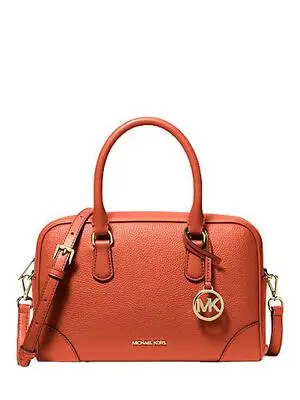 Michael Kors Thompson Pebbled Leather Satchel Red