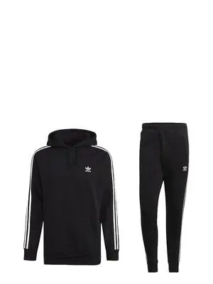 Adidas Classic 3-stripes Pullover Hoodie & Pant Set - Black/white