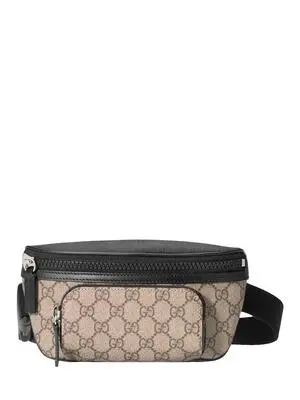 Gucci Gg Supreme Small Belt Bag With Front Pocket - Black/beige