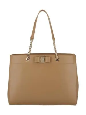 FERRAGAMO Vara Bow Smooth Leather Tote - Camel