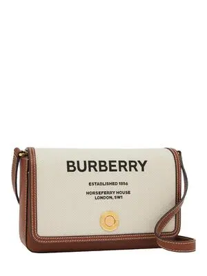 Burberry Horseferry Print Canvas And Leather Note Mini Bag - Natural/tan