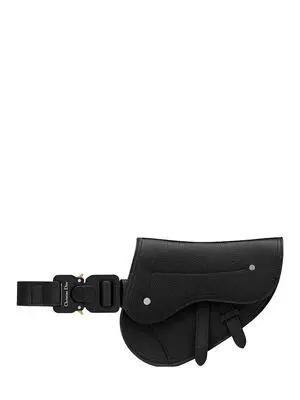 Dior Saddle Belt Bag In Grained Calfskin - Black