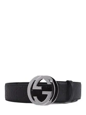 Gucci Interlocking G Guccissima Belt - Black