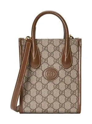 Gucci Mini Tote Bag With Interlocking G - Beige/ebony