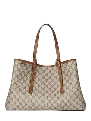 Gucci Gg Emblem Medium Tote Bag - Beige/dark Brown