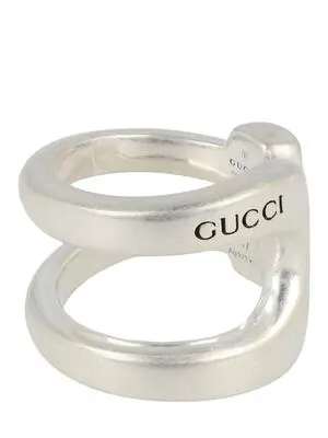 Gucci Sterling Stirrup Wrapped Horsebit Ring - Silver