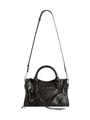 Balenciaga Le City Mini Bag In Arena Storico Lambskin With Brass Hardware Black (8063952abek1000)