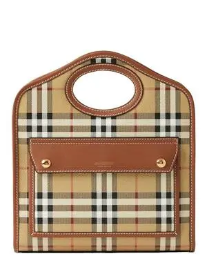 Burberry Check And Leather Mini Pocket Bag - Briar Brown