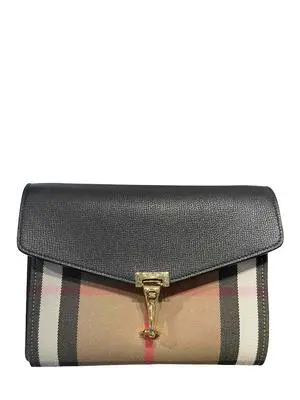 Burberry Macken Small Check Chain Crossbody - Black