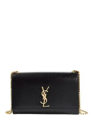 SAINT LAURENT Kate Medium Chain Bag In Grain De Poudre Goldtone