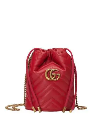 Gucci Gg Marmont Mini Bucket Bag - Hibiscus Red
