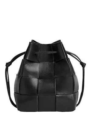 Bottega Veneta Crossbody Bucket Bag Small Intreccio - Black
