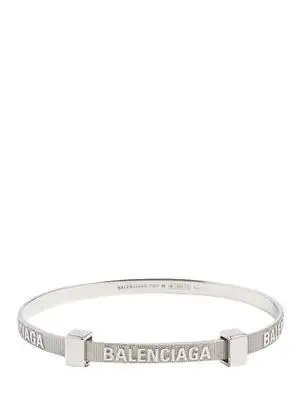 Balenciaga Logo Hoop Bracelet - Silver