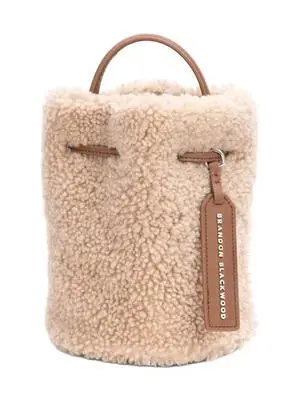 BRANDON BLACKWOOD Kamal Bucket Bag Shearling - Beige