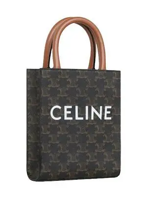 Celine Vertical Mini Tote Triomphe Canvas Tan