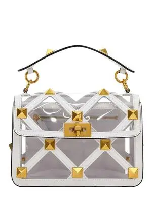 Valentino Garavani Roman Stud Foldover Top Shoulder Bag - Gold/white