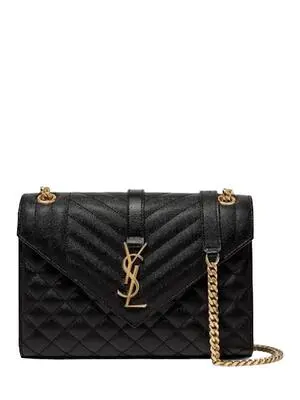 Saint Laurent Envelope Medium Bag Grain De Poudre - Black