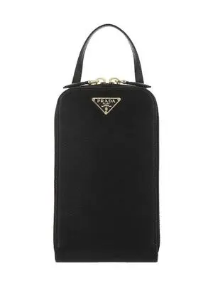 Prada Logo Plaque Crossbody Mini Bag - Black