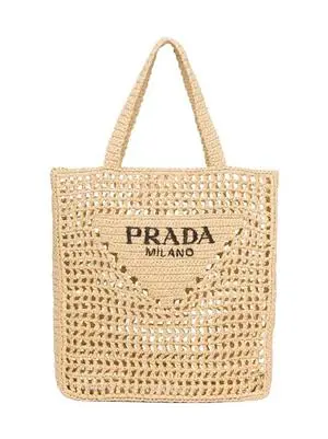 Prada Raffia Tote - Tan