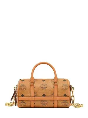 Mcm Delmy Boston Bag Mini Visetos - Cognac
