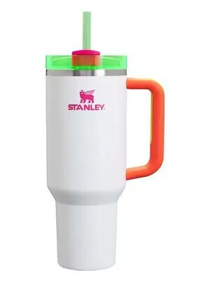 STANLEY The Spring Fling Collection Flowstate Quencher 40oz Tumbler White Neon