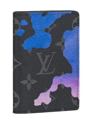 LOUIS VUITTON Pocket Organizer Sunrise Monogram Eclipse Black/grey/blue Multi