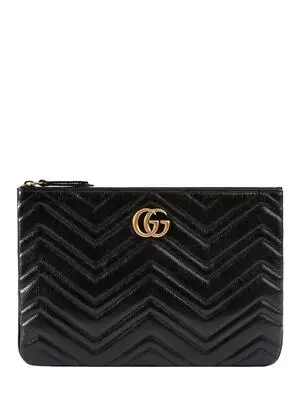 Gucci Gg Marmont Leather Pouch - Black