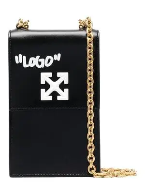 Off-White Rectangular Logo Pouch With Chain Strap - Black/white