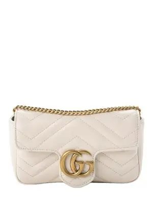 Gucci Gg Marmont Matelasse Super Mini Bag - White