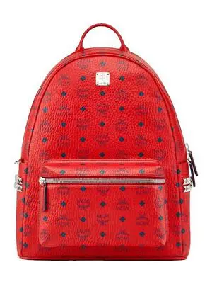 Mcm Stark Side Studs Backpack Visetos Monogram - Candy Red