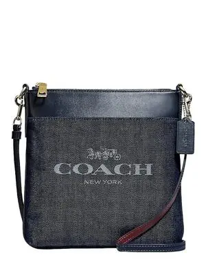 COACH® Kitt Messenger Bag Jacquard Denim - Blue Knit