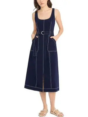 LUXELY Sleeveless Belted Dress - Evening Blue