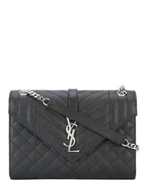 Saint Laurent Envelope Medium Bag Grain De Poudre - Black